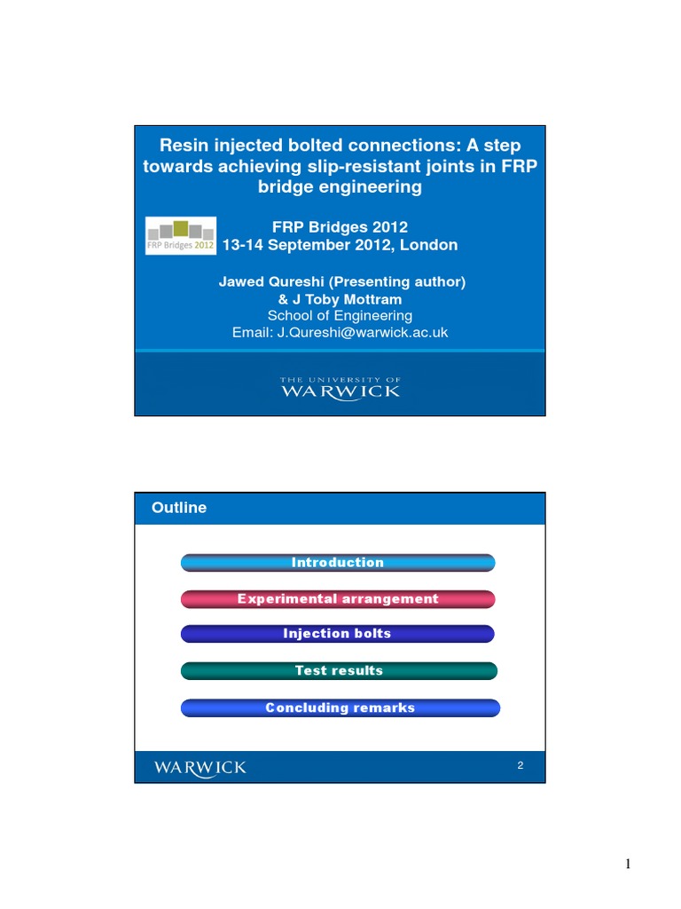 Resin Injected Bolted Connections: A Step Towards Achieving Slip ...