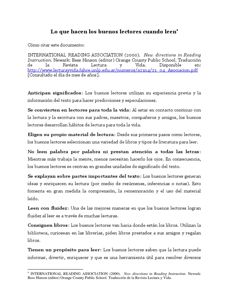 Lo Que Hacen Los Buenos Lectores Cuando Leen | PDF | Comunicación ...