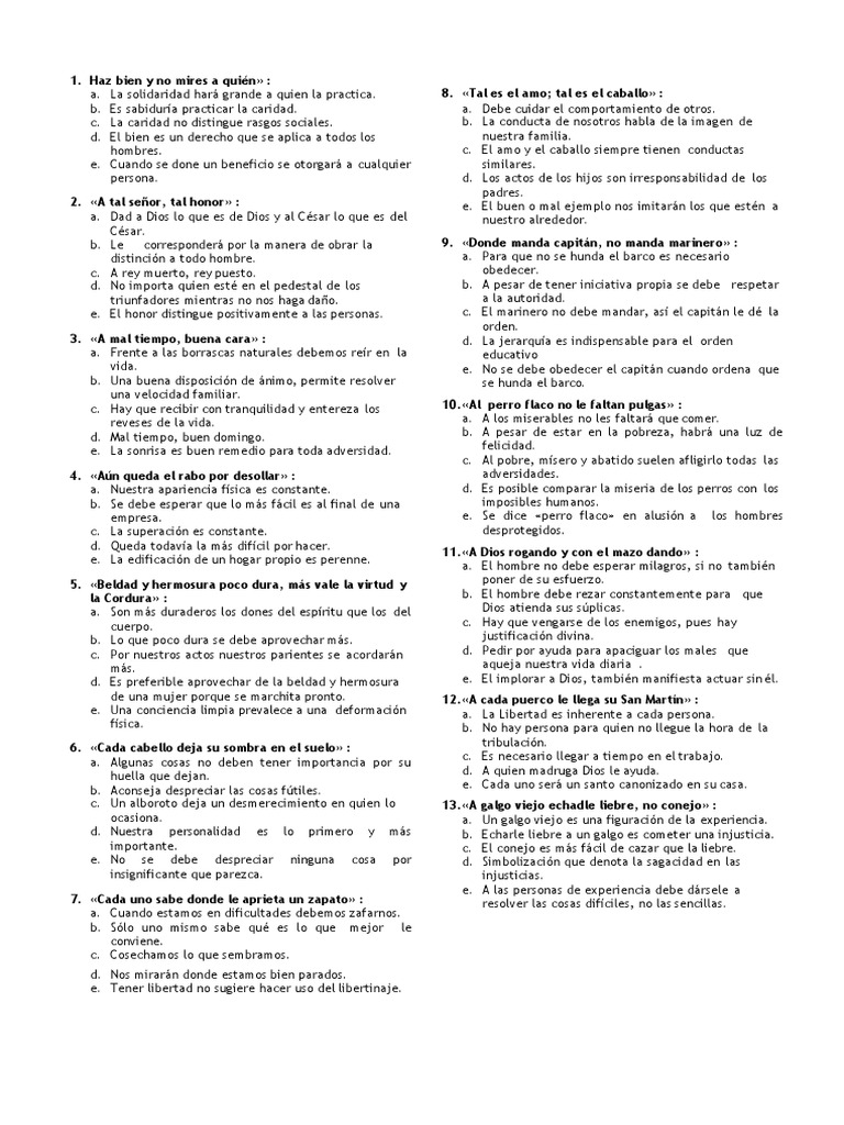 Interpretacion de Refranes | PDF