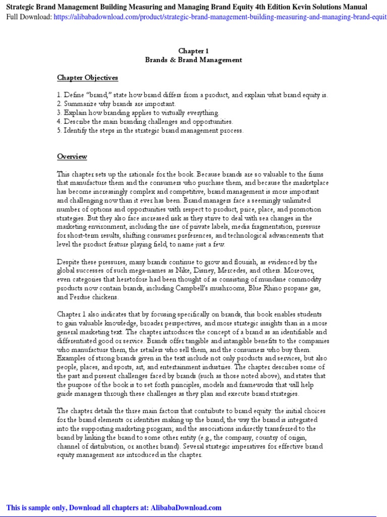 Strategic Brand Management Building Measuring and Managing Brand Equity ...