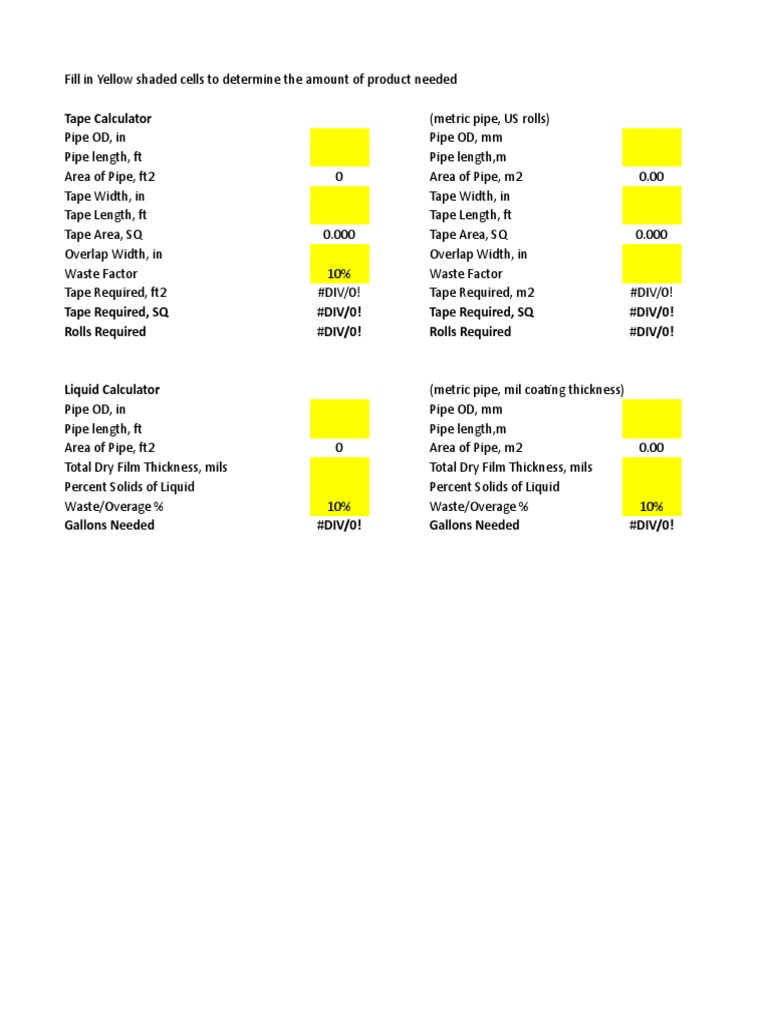 Coverage Calculator Pipeline Coatings | PDF