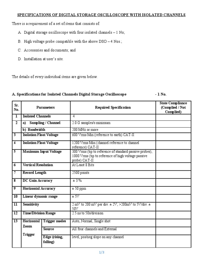 DSO Specifications | PDF | Electrical Engineering | Electronics