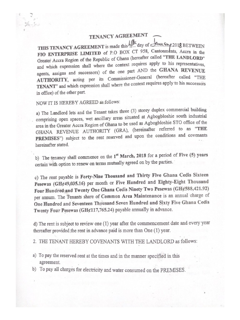 GRA Tenancy Agreement 1 | PDF