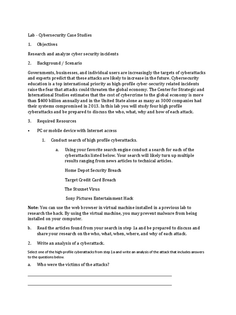 1.1.1.5 Lab - Cybersecurity Case Studies | PDF | Computer Security ...
