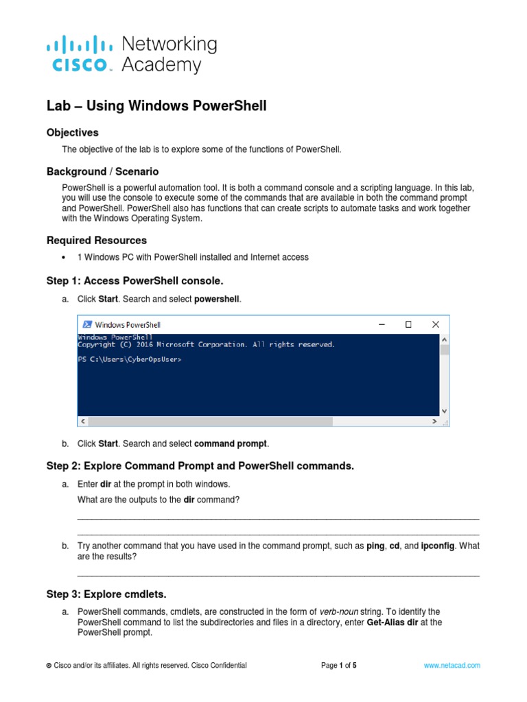 2.2.1.11 Lab - Using Windows PowerShell | Download Free PDF | Command Line Interface ...