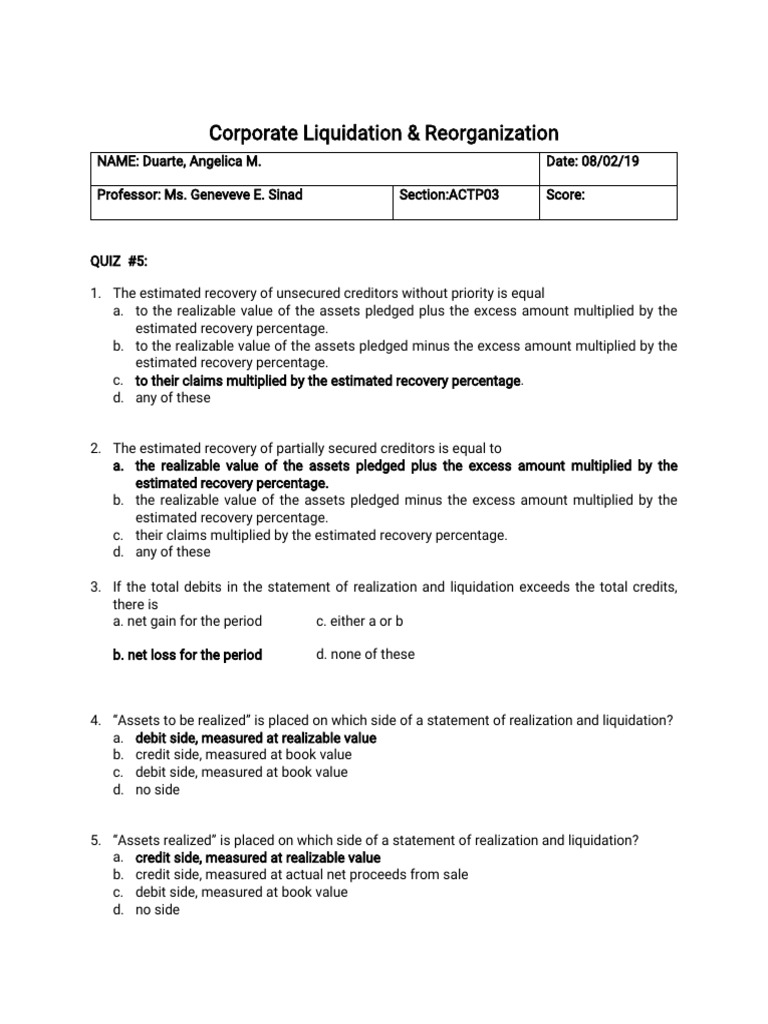 Corporate Liquidation | PDF