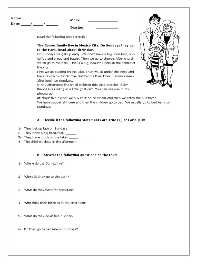 Test Daily Routines | PDF | Lunch | Languages