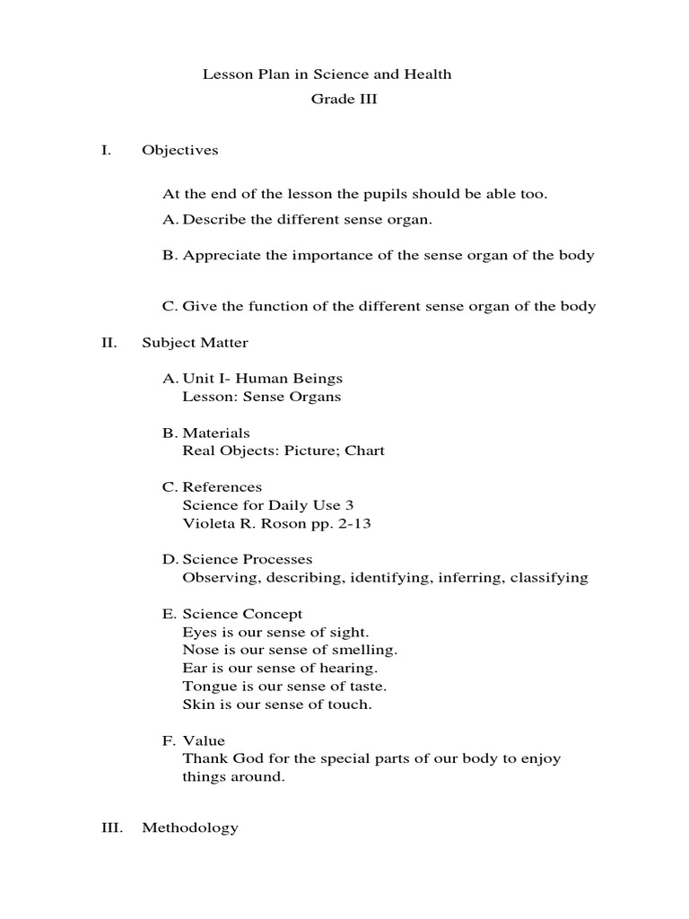 Lesson Plan Final 1 | PDF | Helen Keller | Senses