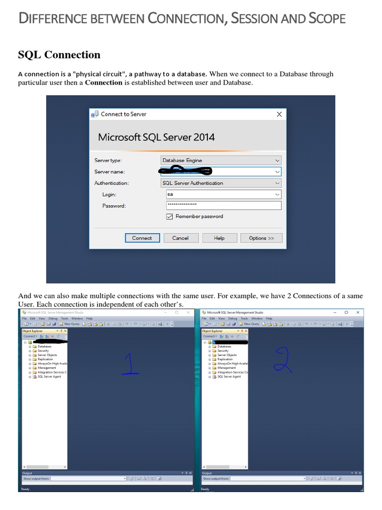 Difference Between Connection, Session and Scope PDF | PDF