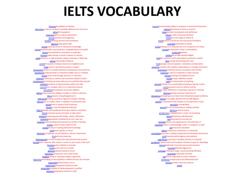 Ielts Vocabulary | PDF