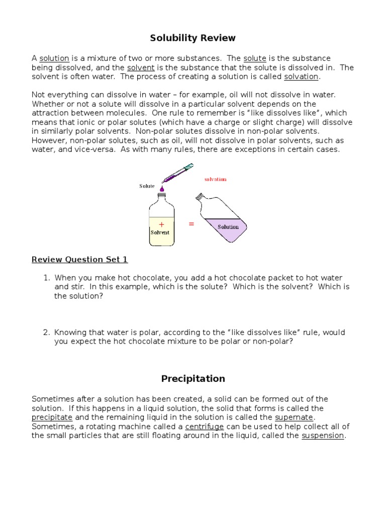 Solubility Review | PDF | Solvation | Solution