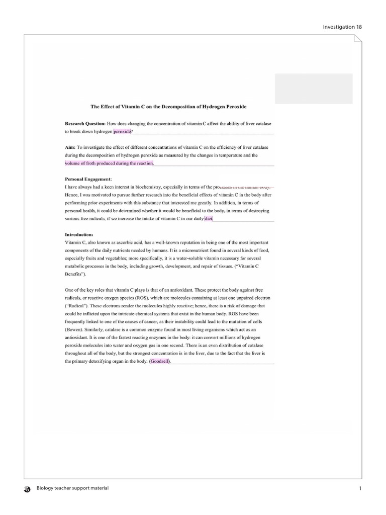 Biology Sample IA | PDF