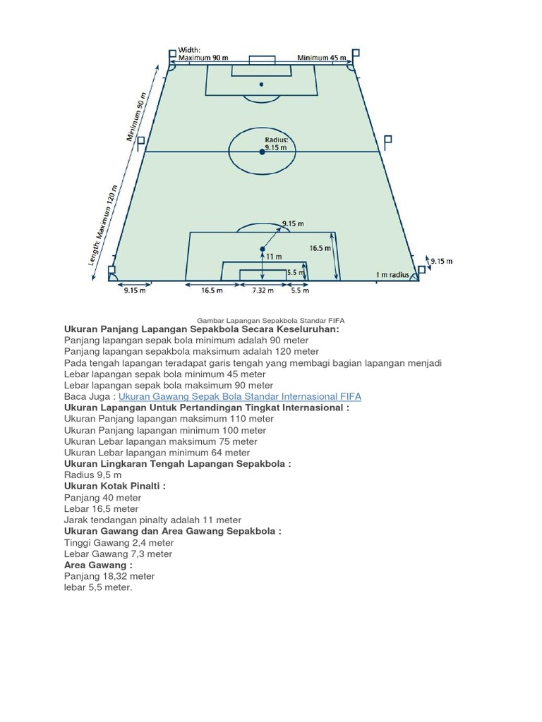 Ukuran Lapangan Sepak Bola Standar FIFA | PDF | Olahraga & Rekreasi ...