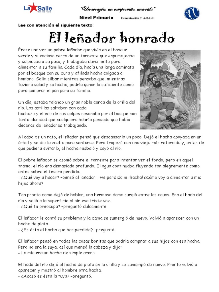 El leñador honrado y su hacha perdida | PDF