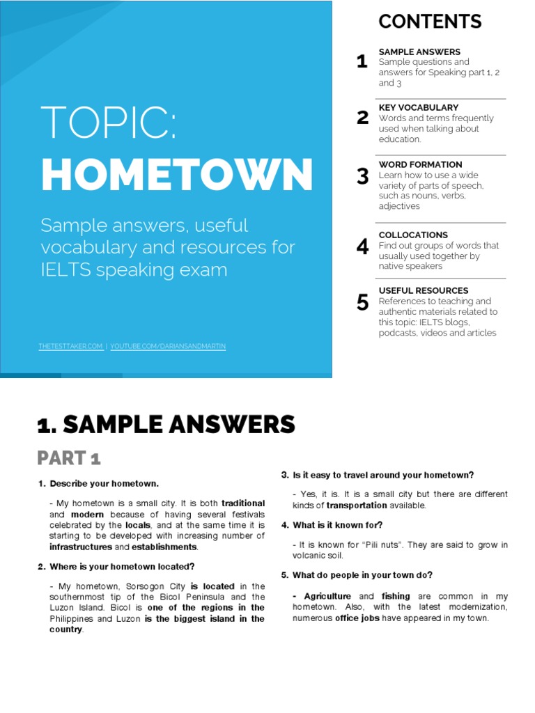 IELTS Speaking - Hometown.pdf | Adjective | Traffic