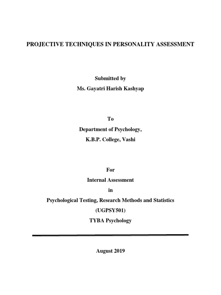 Projective Methods PDF | PDF | Clinical Psychology | Applied Psychology
