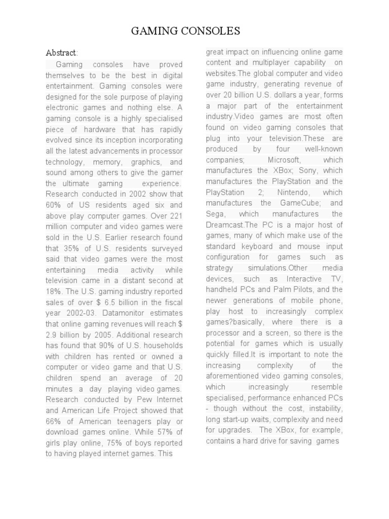 Gaming Consoles | PDF | Video Game Consoles | Video Games