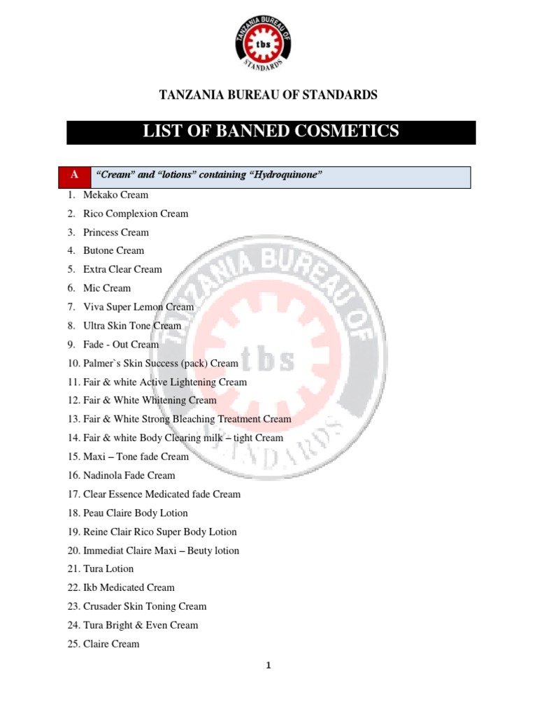 List of Banned Cosmetics | PDF | Cosmetics | Toiletry