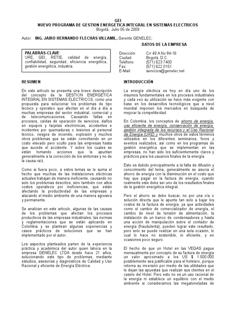 g09 - Articulo Gei - Gestion Energetica Integral | PDF | Uso eficiente de energía | Software