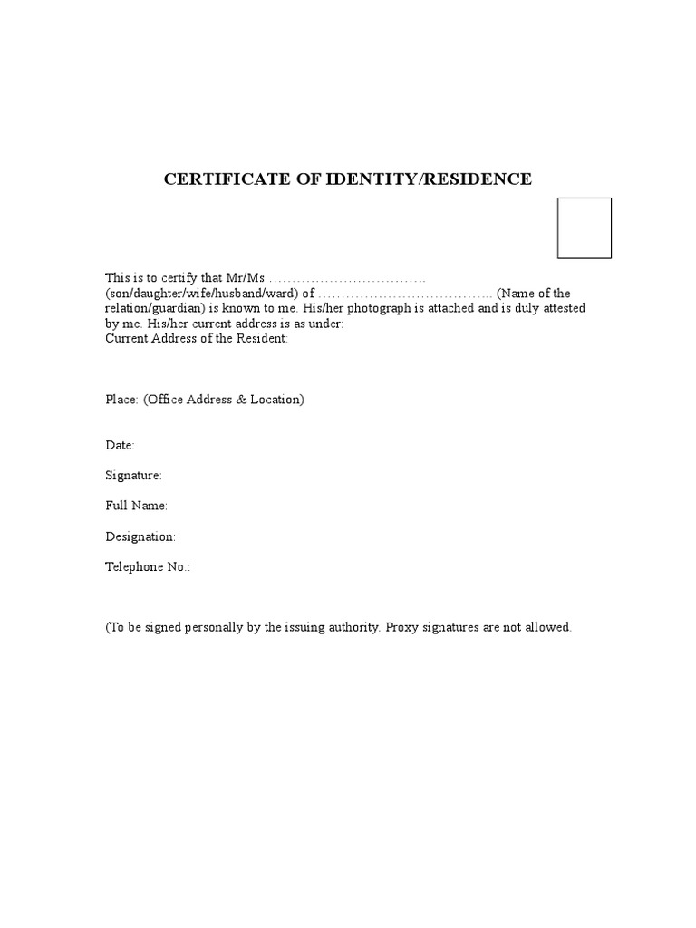 Certificate of Identity | PDF