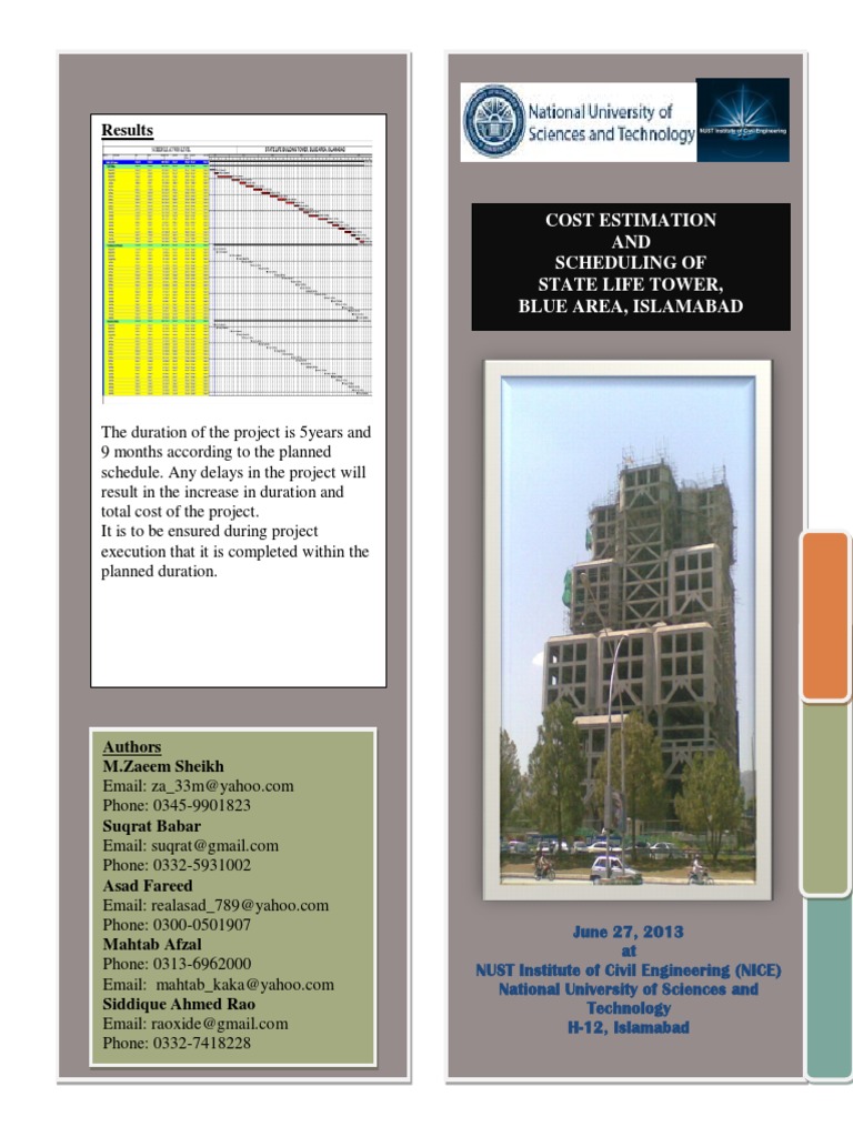 Brochure of Cost Estimation and Scheduling | PDF | Economies | Business