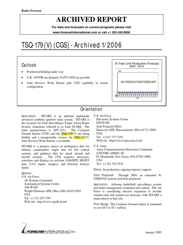 Forecasting Production of the TSQ-179(V) Common Ground Station and ...