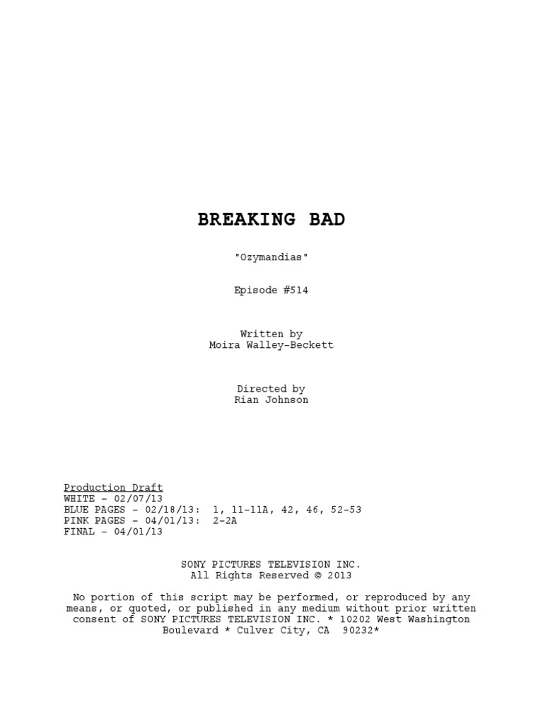 Breaking Bad Felina Script | PDF | Nature