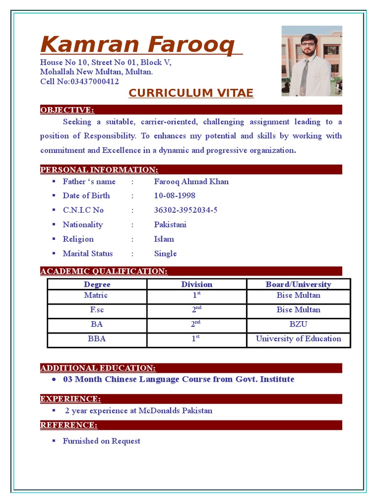CV Formate | PDF