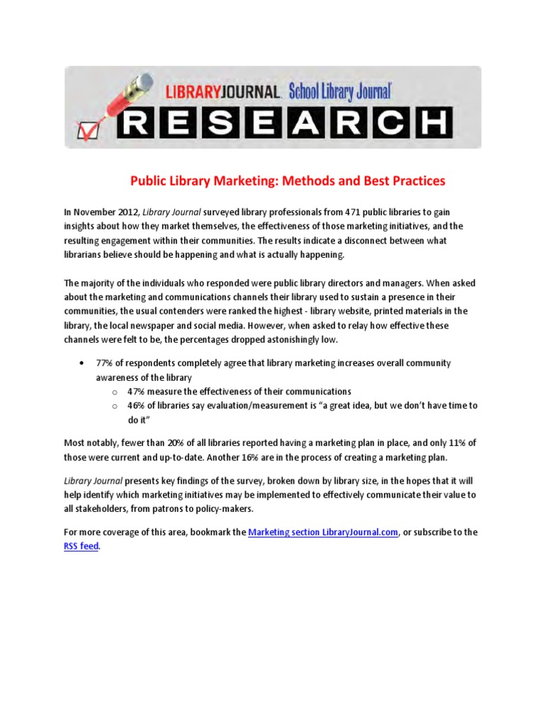 Public Library Marketing Insights | PDF | Libraries | Public Library