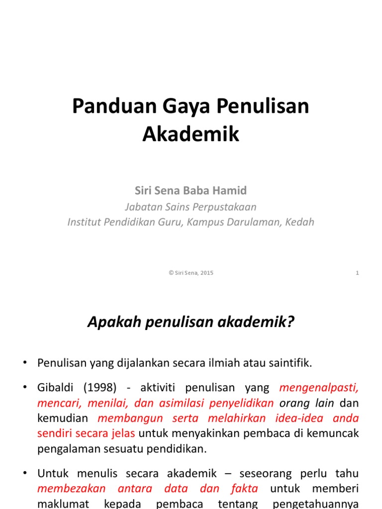 Penulisan Gaya Penulisan Akademik | PDF