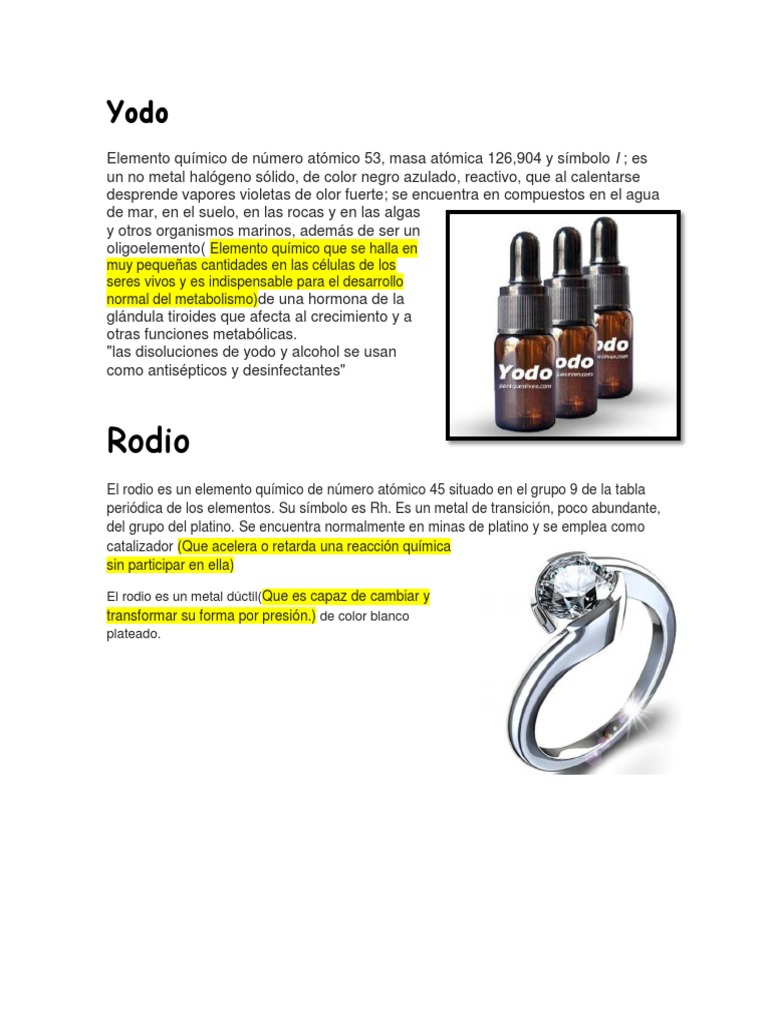 Propiedades y características del yodo | PDF | Yodo | Elementos químicos