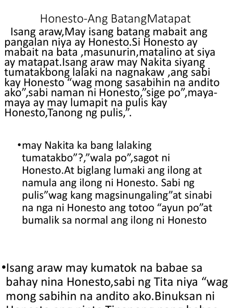 Honesto-Ang BatangMatapat ESP Q2 WEEK 3 | PDF