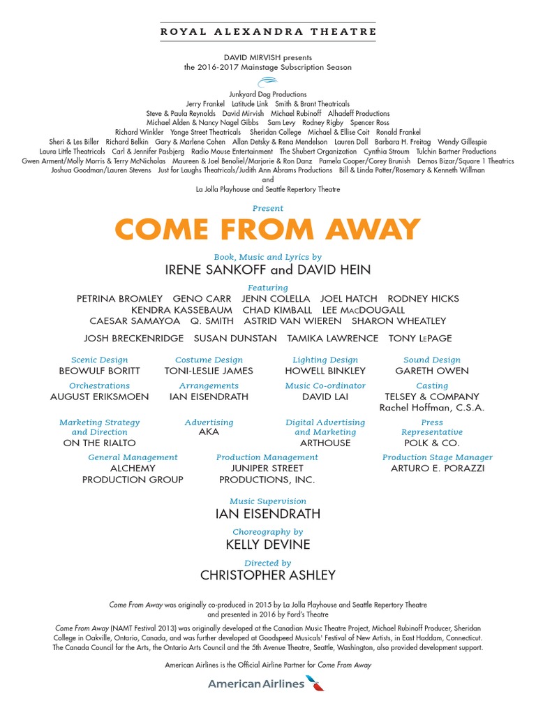 PRG ComeFromAway Program PDF | PDF