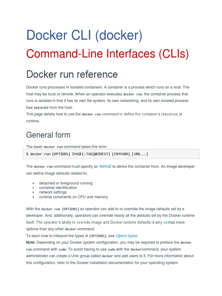 Docker CLI Reference Documentation | Command Line Interface | Computer ...