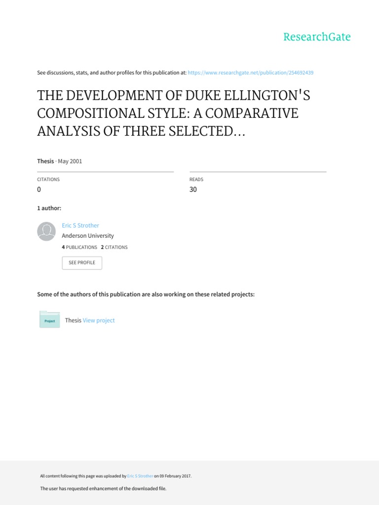 The Development of Duke Ellingtons Compositional Style - A Compar | PDF ...