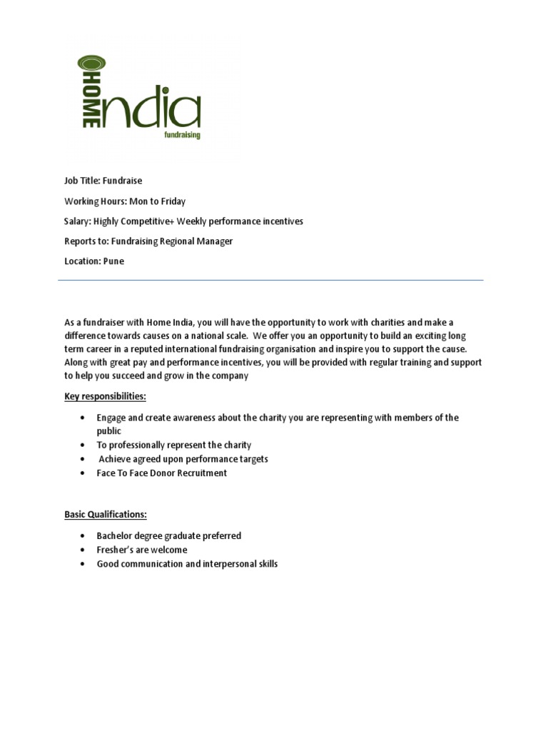 Job Description | PDF | Fundraising | Salary