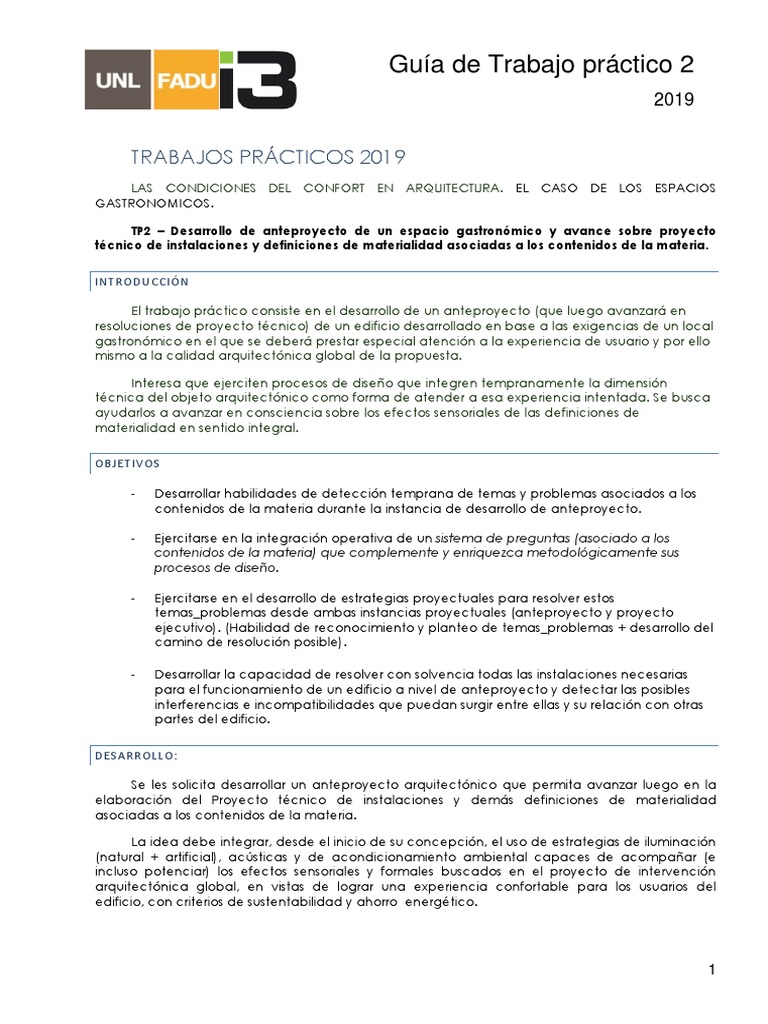 Guia TP2 2019 Instalaciones 3 FADU UNL | PDF | Encendiendo | Hvac