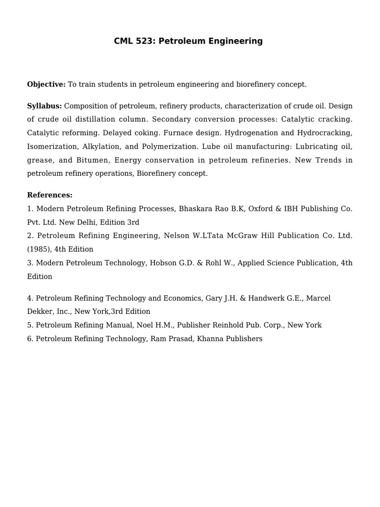 CML 523: Petroleum Engineering | PDF