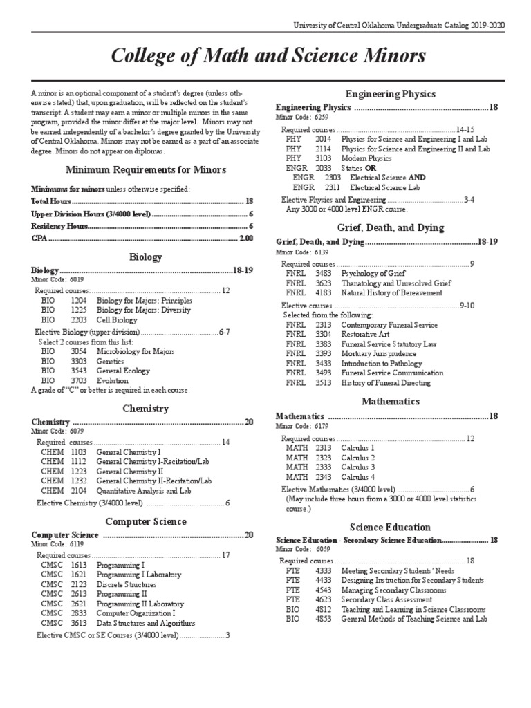 College of Math and Science Minors: Engineering Physics | PDF | Science ...