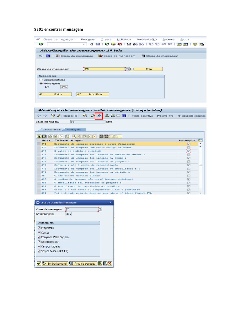 SE91 Como Encontrar Mensagens No Sap | PDF