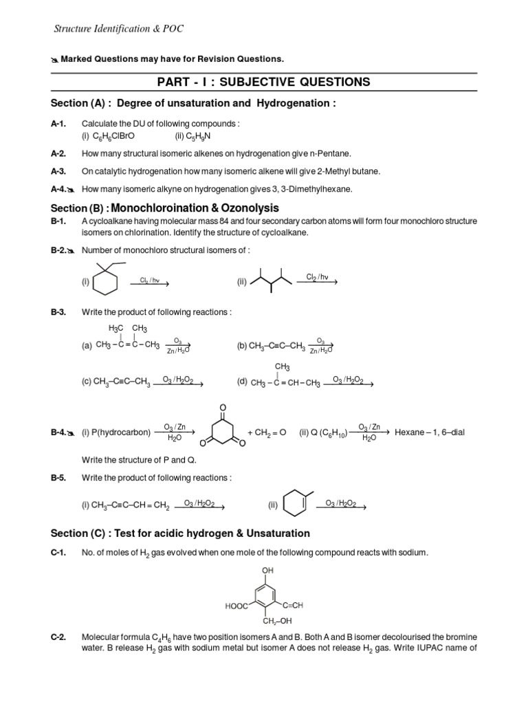 Structure Identification & POC | PDF | Hydrogenation | Alkene