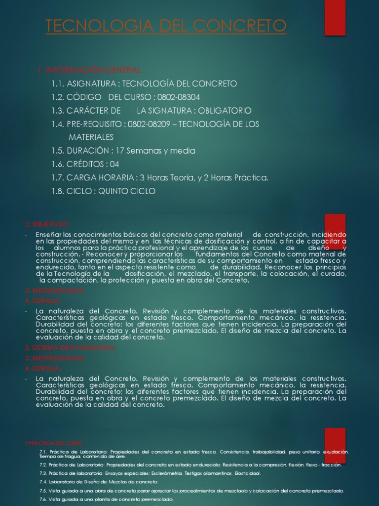 Tecnologia Del Concreto Semana 1 | PDF | Hormigón | Cemento