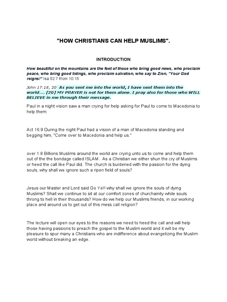 How Christians Can Help Muslims | PDF | Jesus | Evangelism