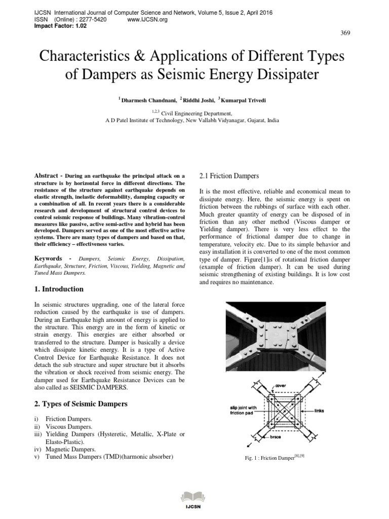 Seismic Dampers: Types and Applications | PDF | Friction | Resonance