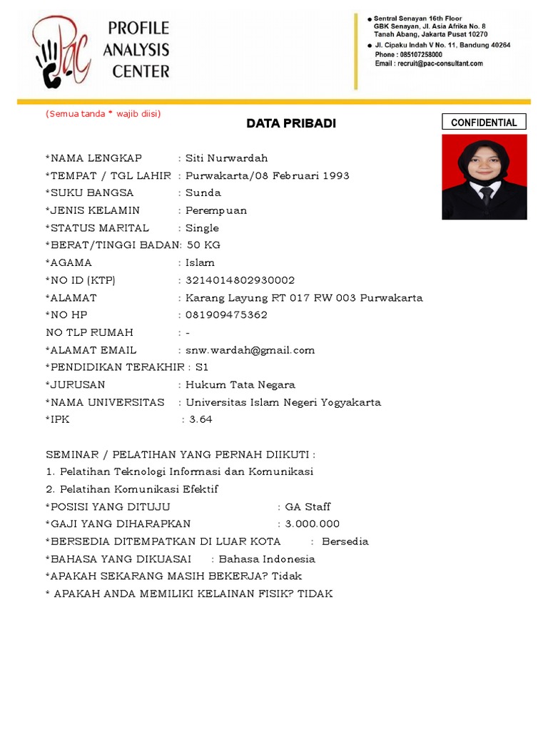 Form Data Karyawan Indonesia | PDF