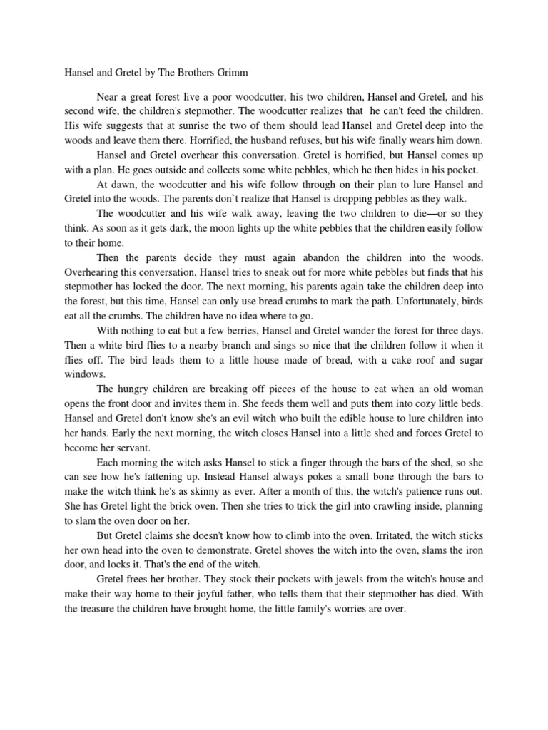 Hansel and Gretel Summary | PDF | Hansel And Gretel (Opera) | Hansel ...