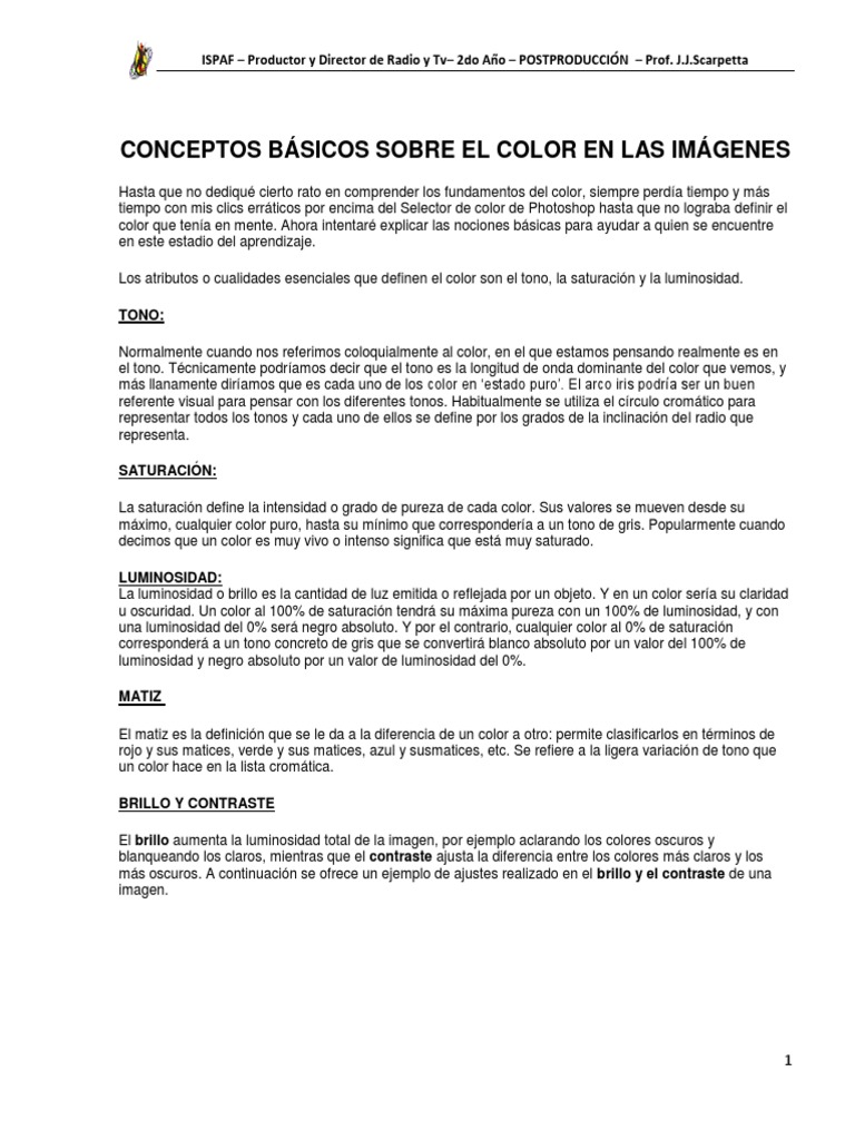 Conceptos Básicos Sobre El Color en Las Imágenes | PDF | Modelo de ...
