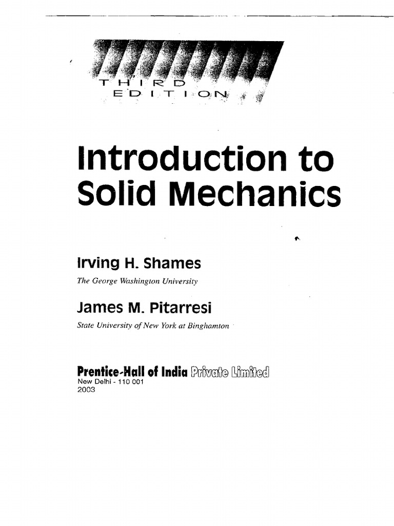 Introduction To Solid Mechanics by Shames & Pitarresi 3 Ed | PDF