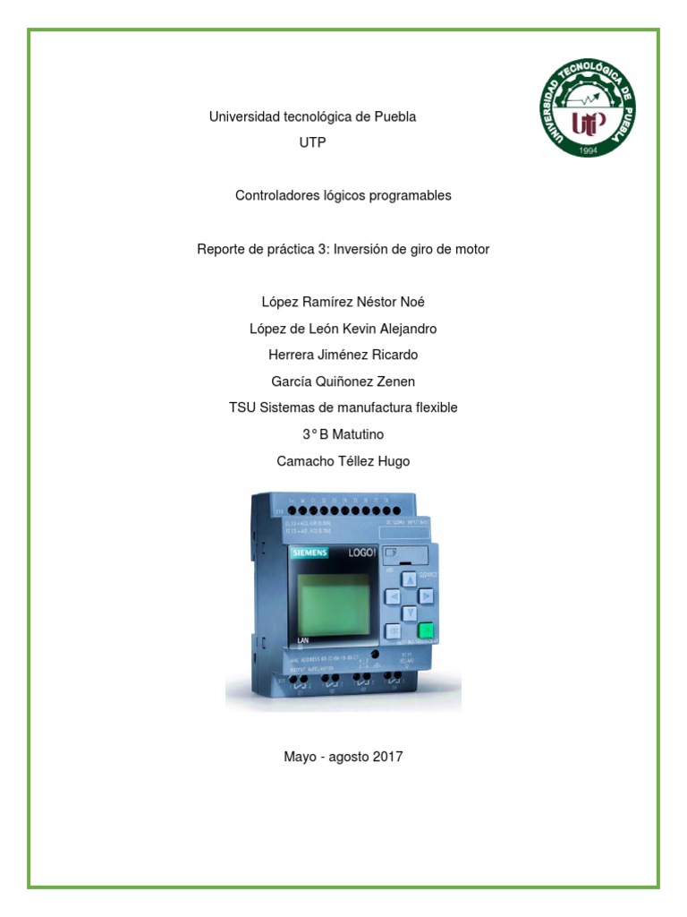 Practica 3 PLC-Inversion de Giro de Motor | PDF | Motor eléctrico | Electromagnetismo