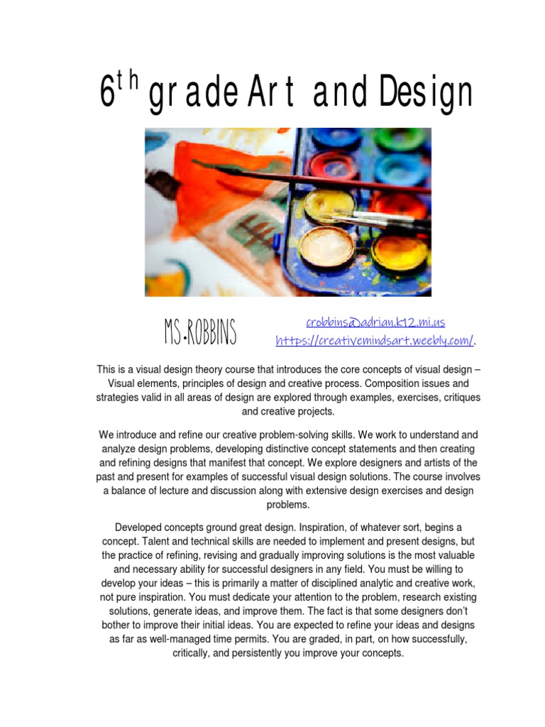 6th Grade Syllabus | PDF | Homework | Design